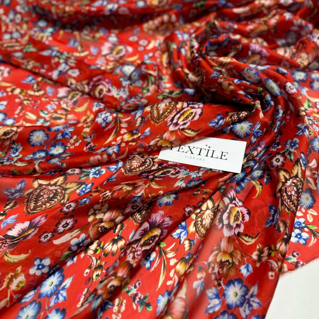 Italian Designer Silk Fabric: Wildflower Floral Dream for Your Next ...
