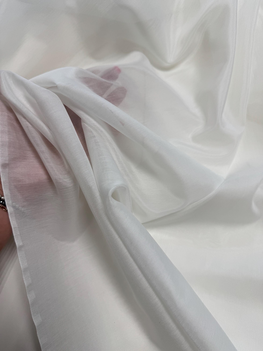 White Cotton Silk Batiste Fabric: Italian Lining Material - Etsy