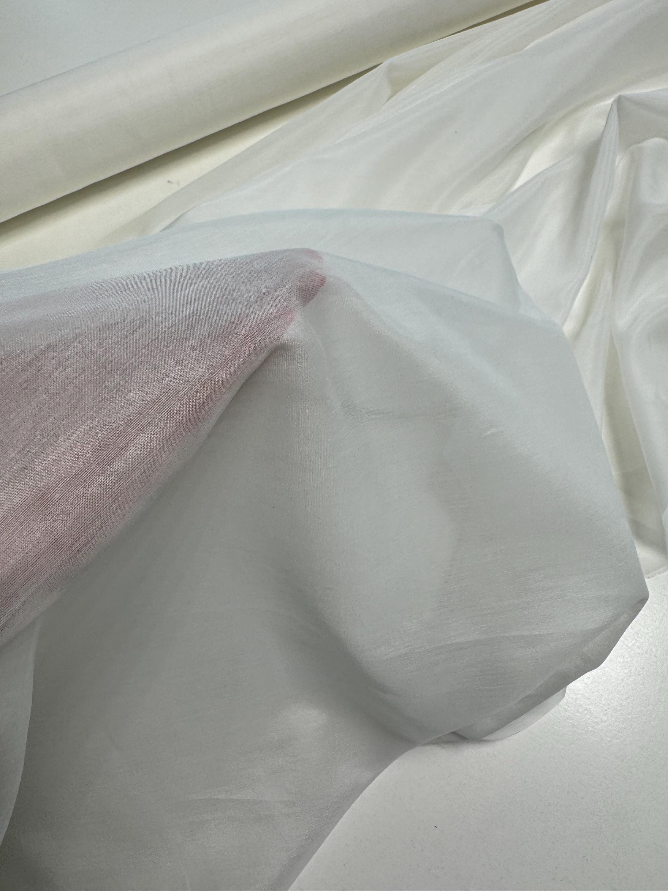 White Cotton Silk Batiste Fabric: Italian Lining Material - Etsy