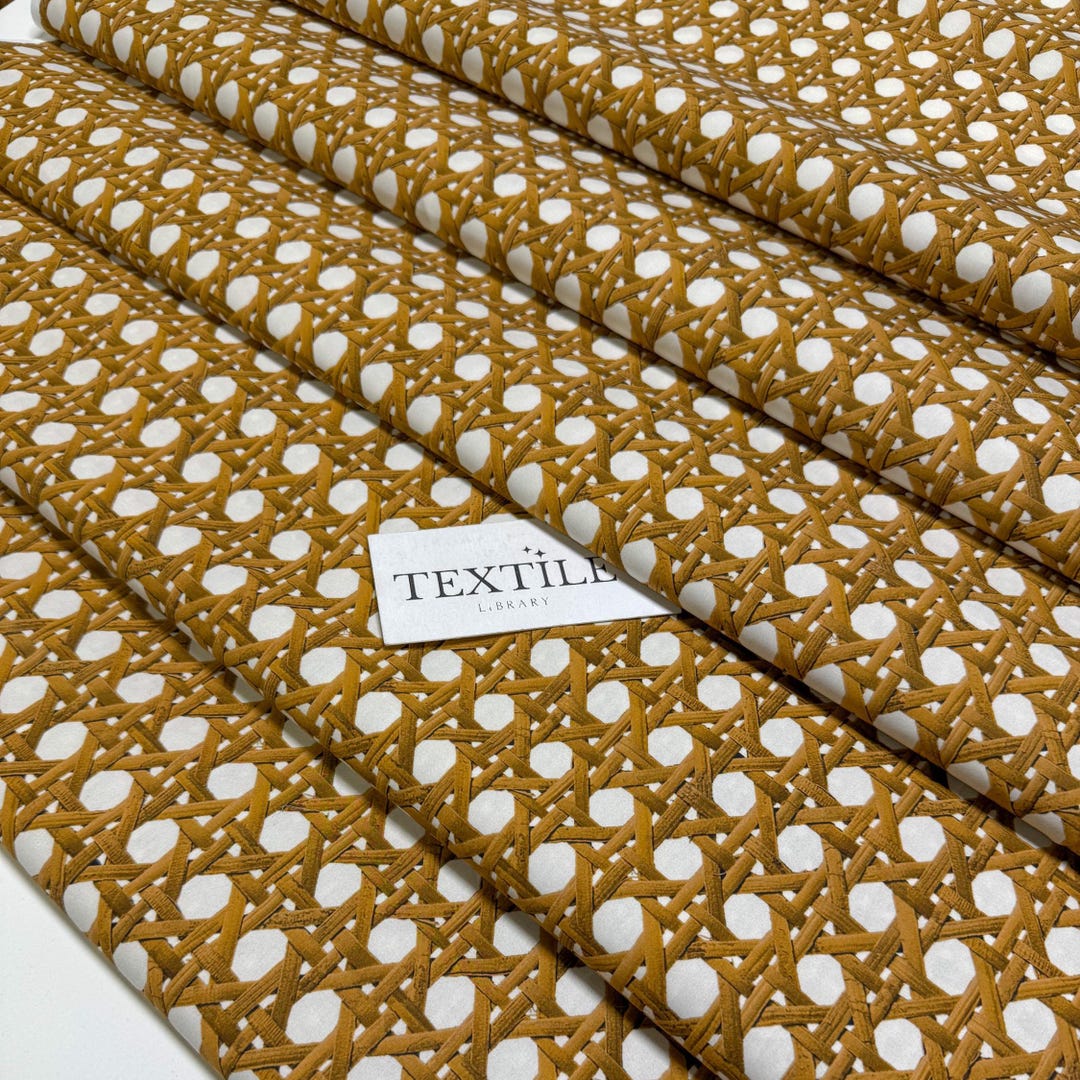 Ochre Geometric Cotton-poplin Fabric: Italian Sewing Material - Etsy