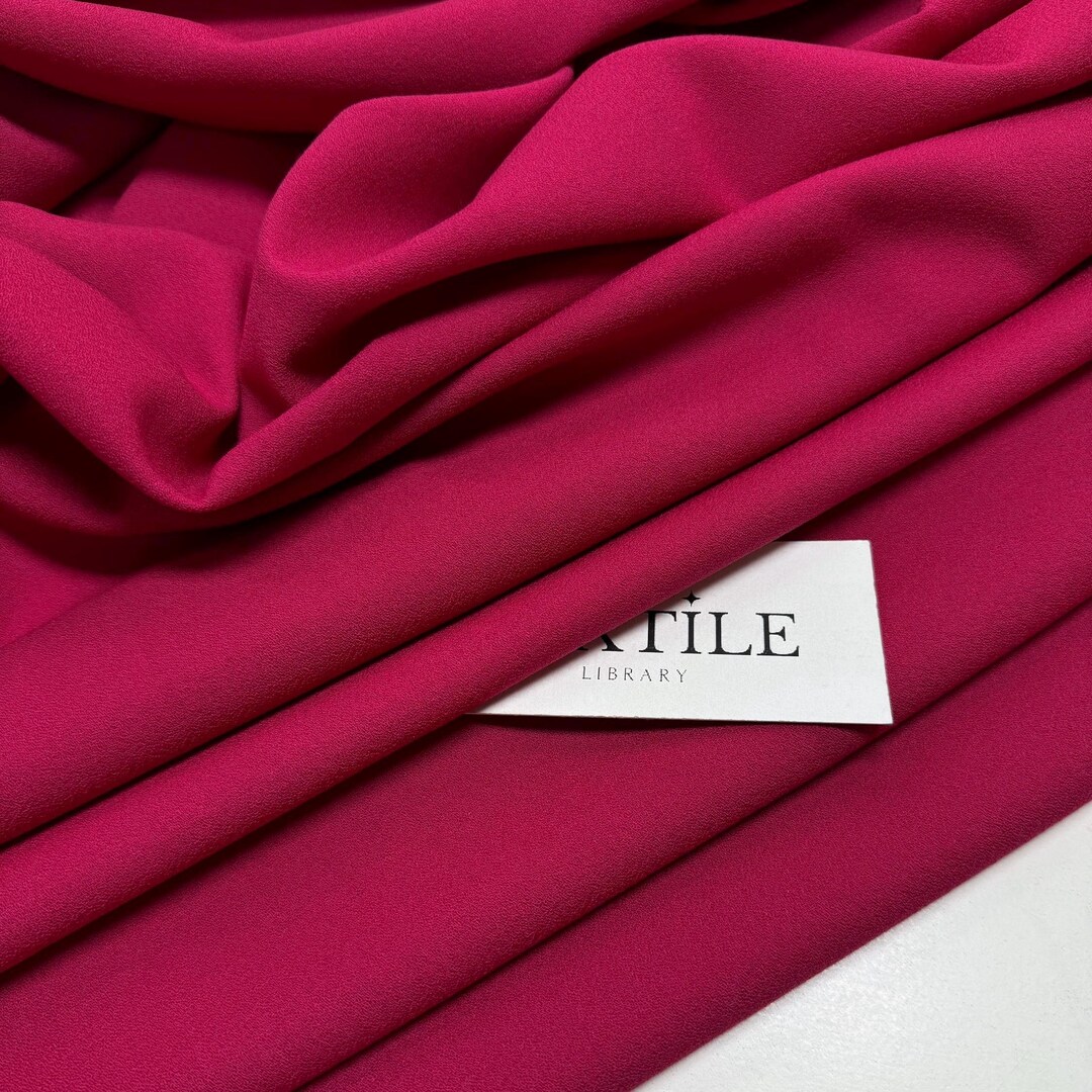 Premium Italian Wool Crepe Fabric, Crimson Color by the Meter, Fabric ...