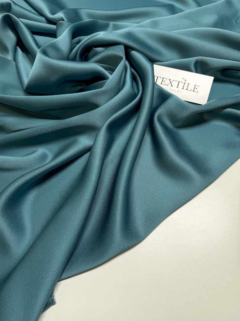 Aquamarine Viscose Satin Cady Fabric: Italian Holiday Outfit Material ...