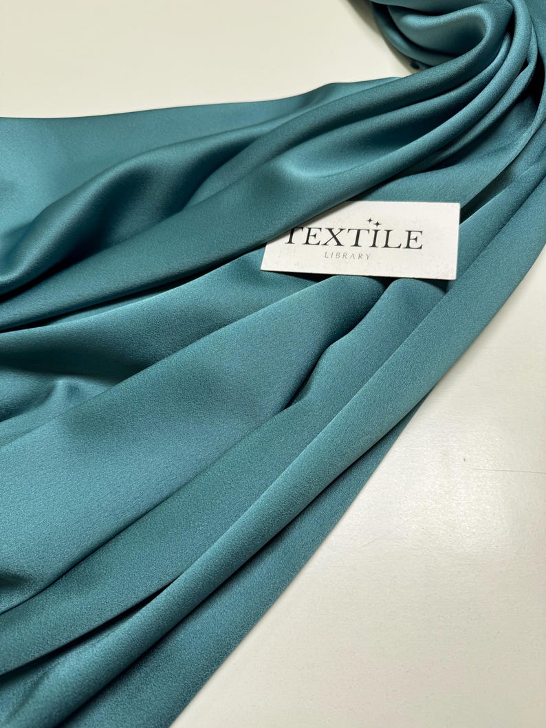 Aquamarine Viscose Satin Cady Fabric: Italian Holiday Outfit Material ...
