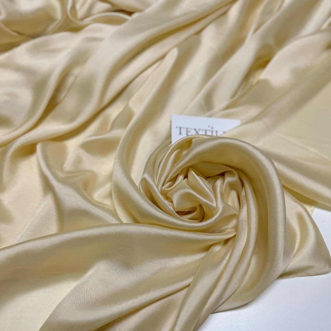 Silk Satin Ivory Color, Fabric by the Yard or Meter Luxury Italian Silk ...
