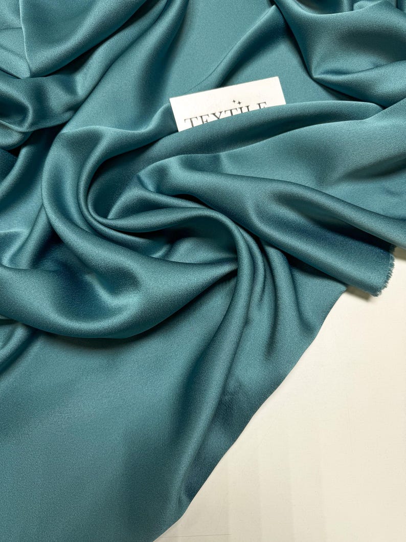 Aquamarine Viscose Satin Cady Fabric: Italian Holiday Outfit Material ...