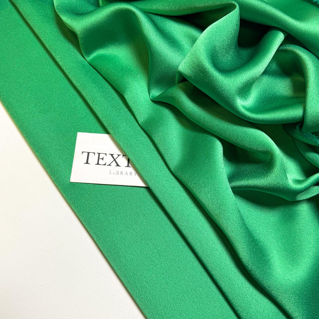 Italian Viscose Satin Cady Fabric: Luxurious Green Holiday Outfit ...