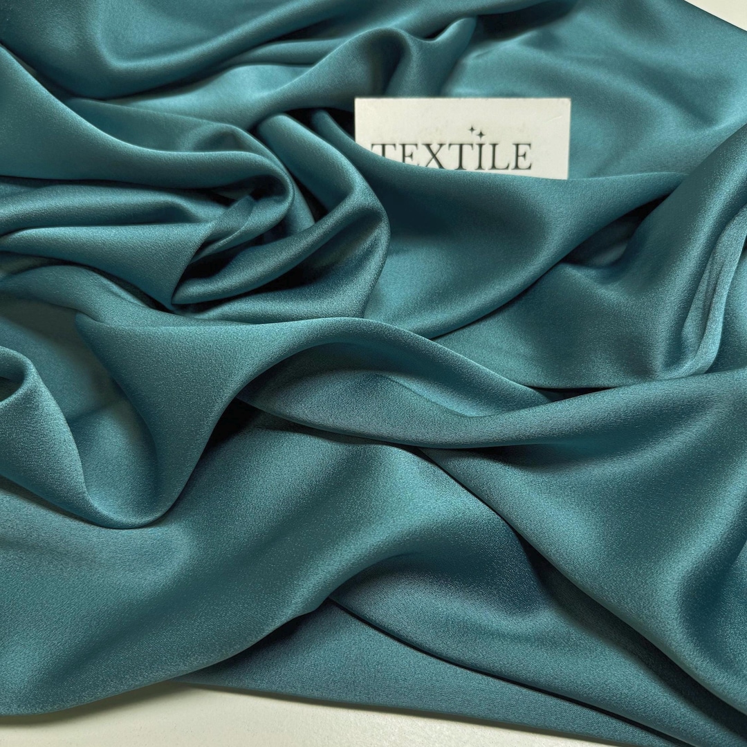 Aquamarine Viscose Satin Cady Fabric: Italian Holiday Outfit Material ...
