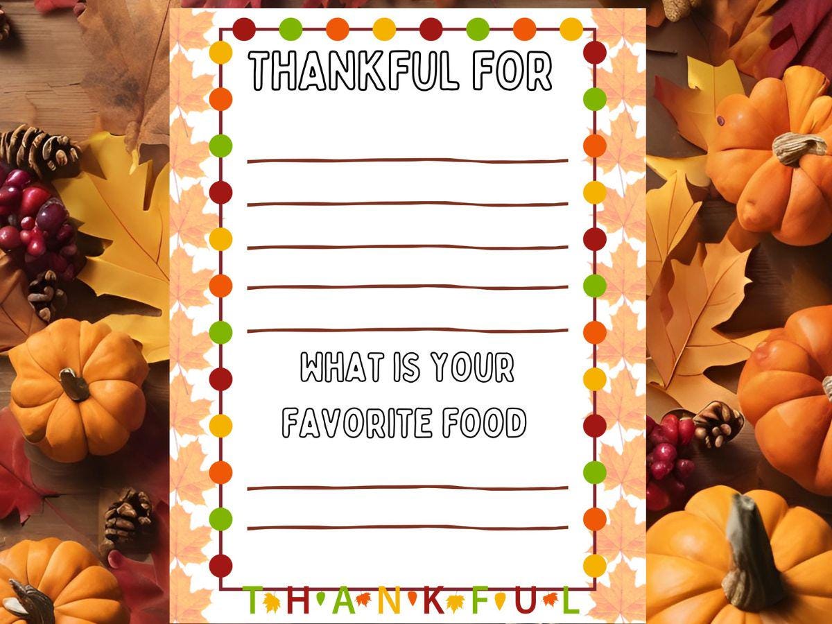 Thankful for Template for Kids | Printable Gratitude Activity ...