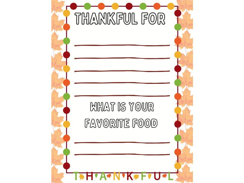 Thankful for Template for Kids | Printable Gratitude Activity ...