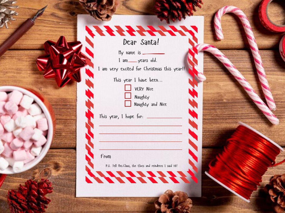 Dear Santa Letter PDF – 2 Printable Christmas Wish List Designs for ...