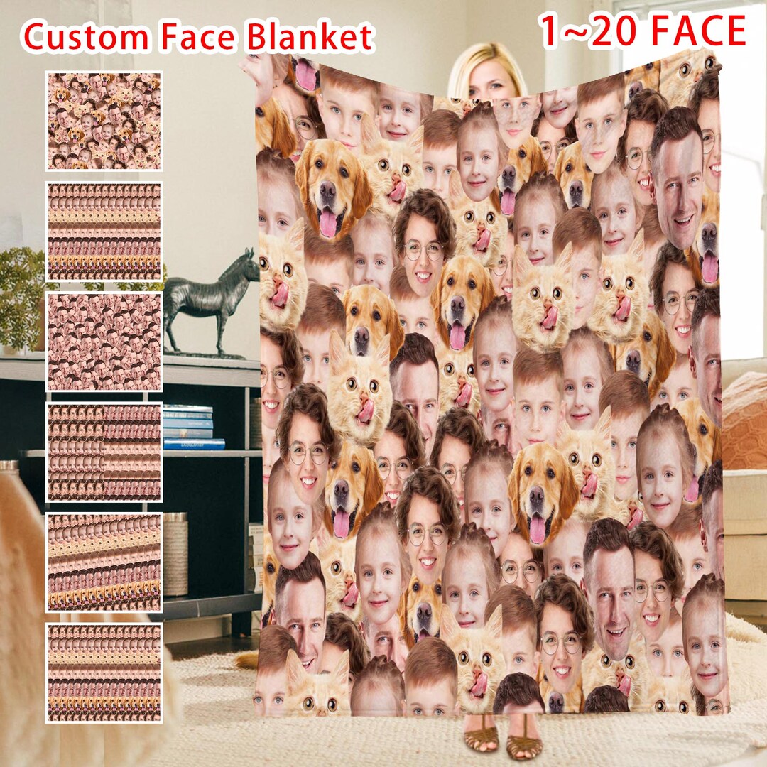 Custom Face Blanket, Funny Custom Face Blanket Personalized Photo Face ...