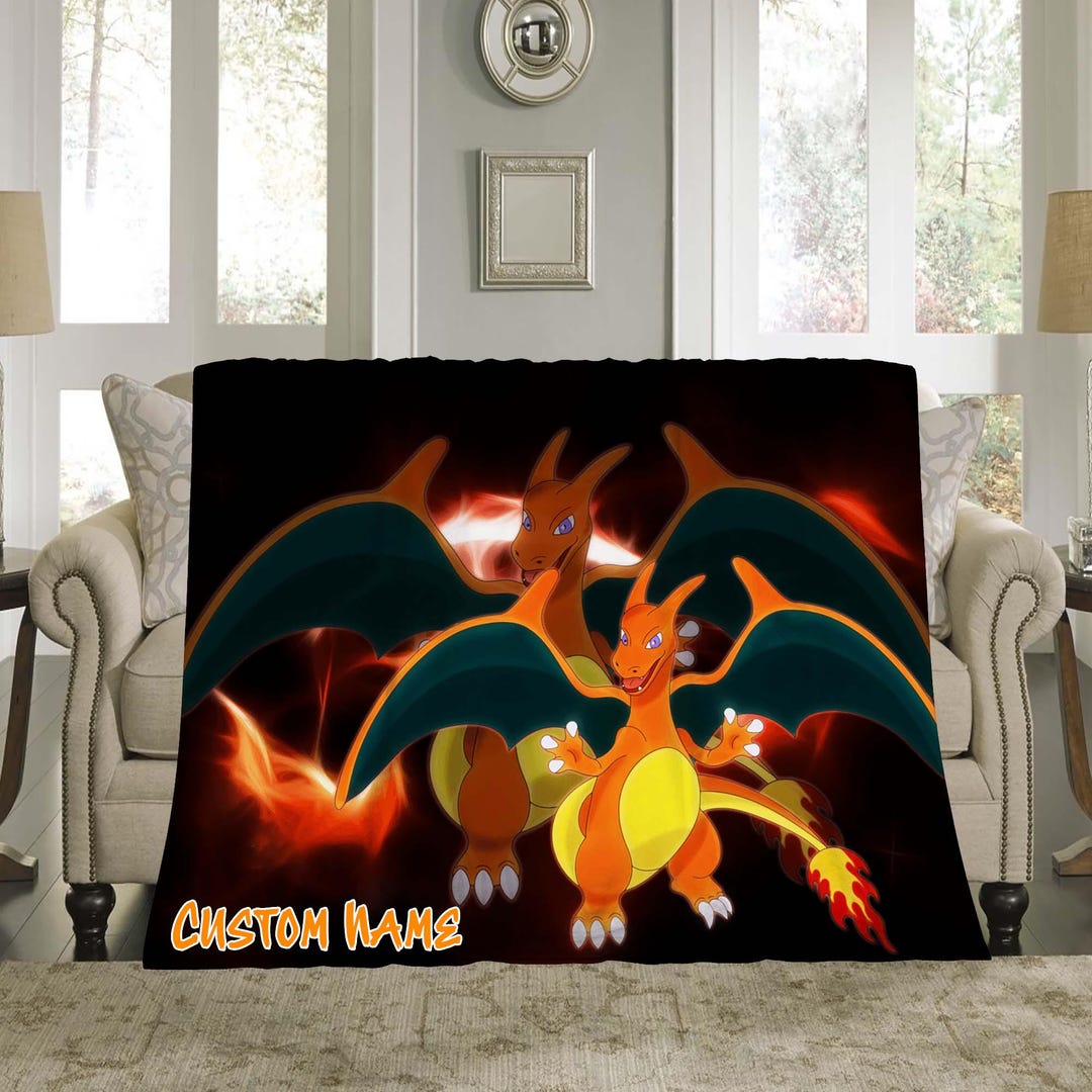 Halloween Gift Custom Name Charizard Blanket Throw Blanket, Family's ...