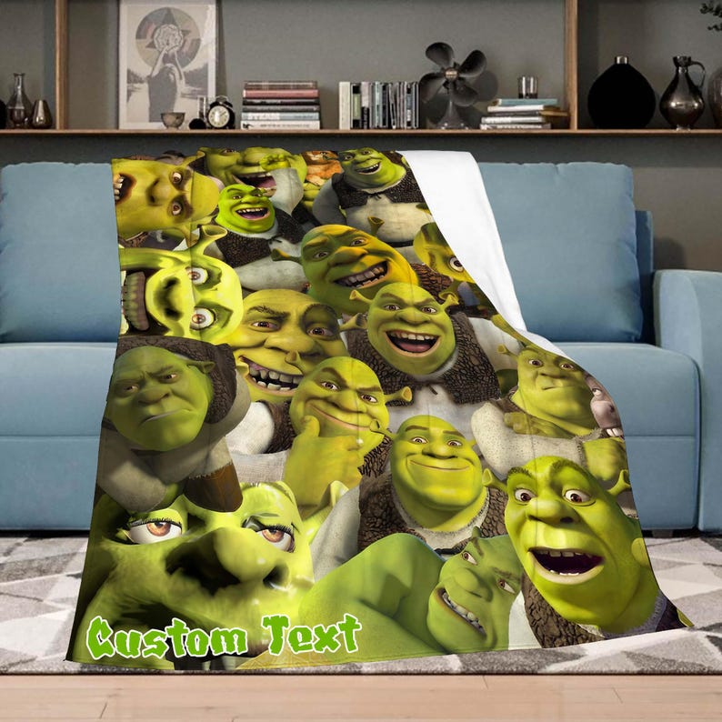 Personalized Shrek Photo Blanket, Custom Name Blanket, Comfortable ...