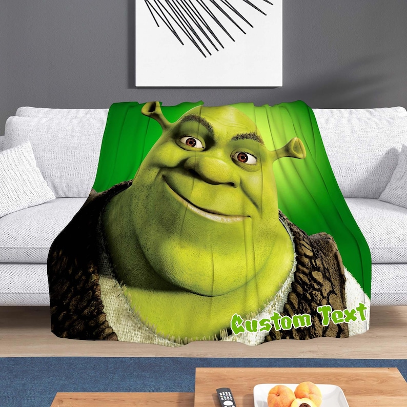 Custom Shrek Photo Blanket, Personalized Name Flannel Blanket, Baby ...