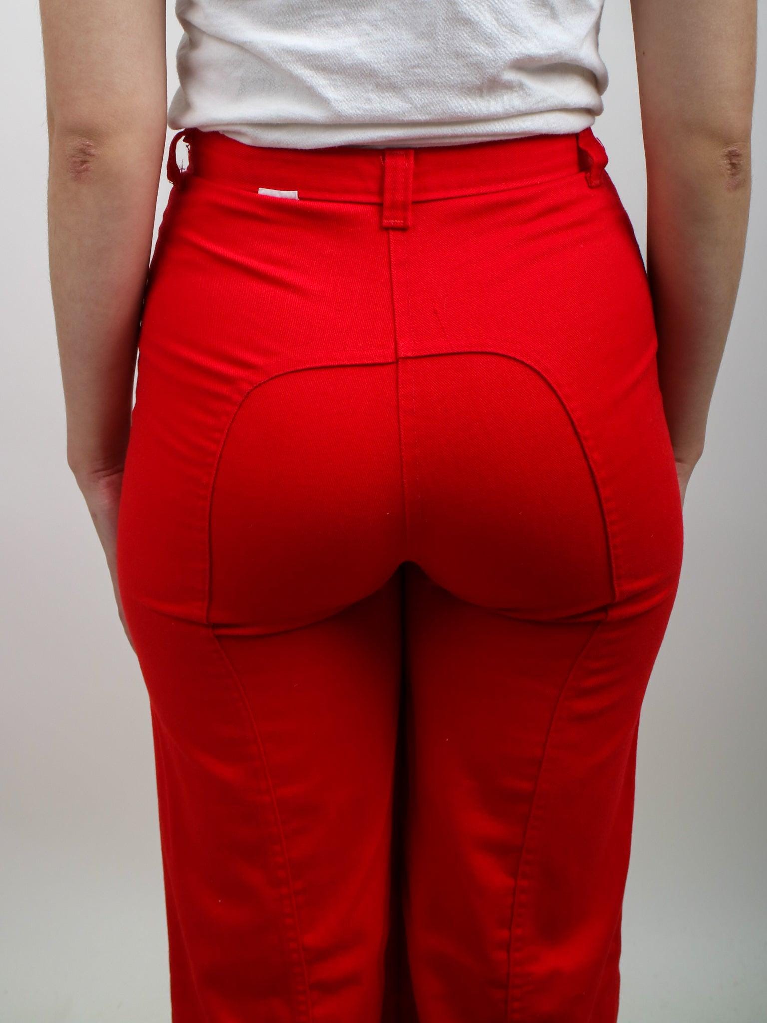 1970s Bright Red Denim Arch Butt Jeans by Dittos - Etsy