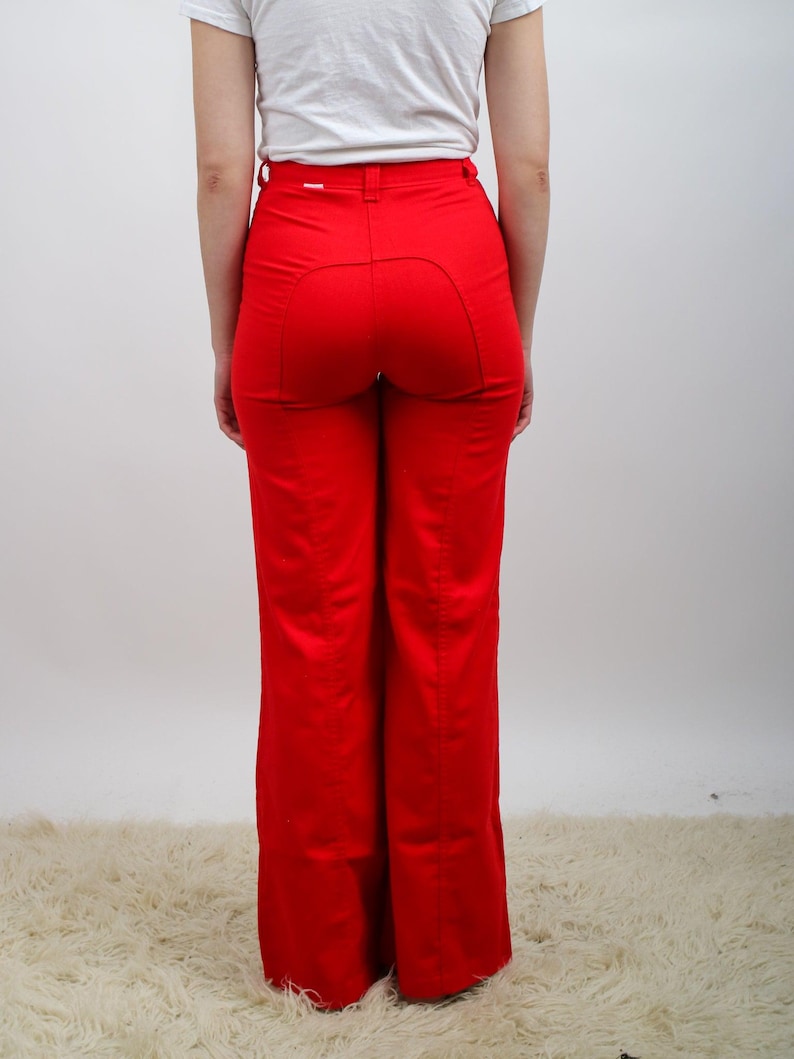 1970s Bright Red Denim Arch Butt Jeans by Dittos - Etsy
