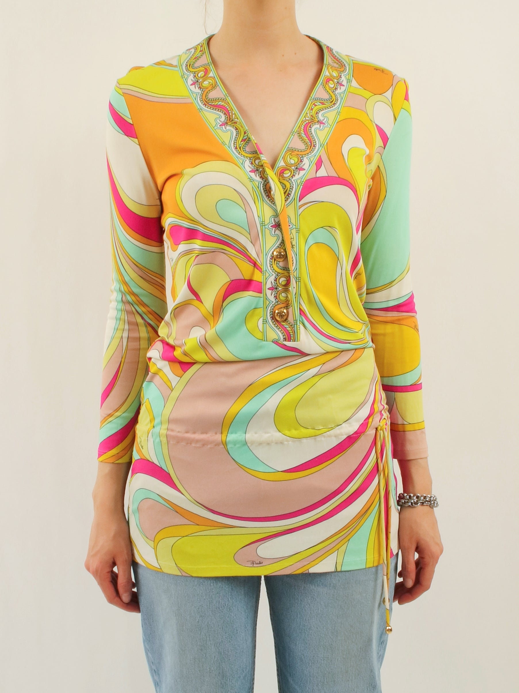 2000s Y2K Classic Pucci Blue Pink Yellow and White Mini Dress / Tunic ...