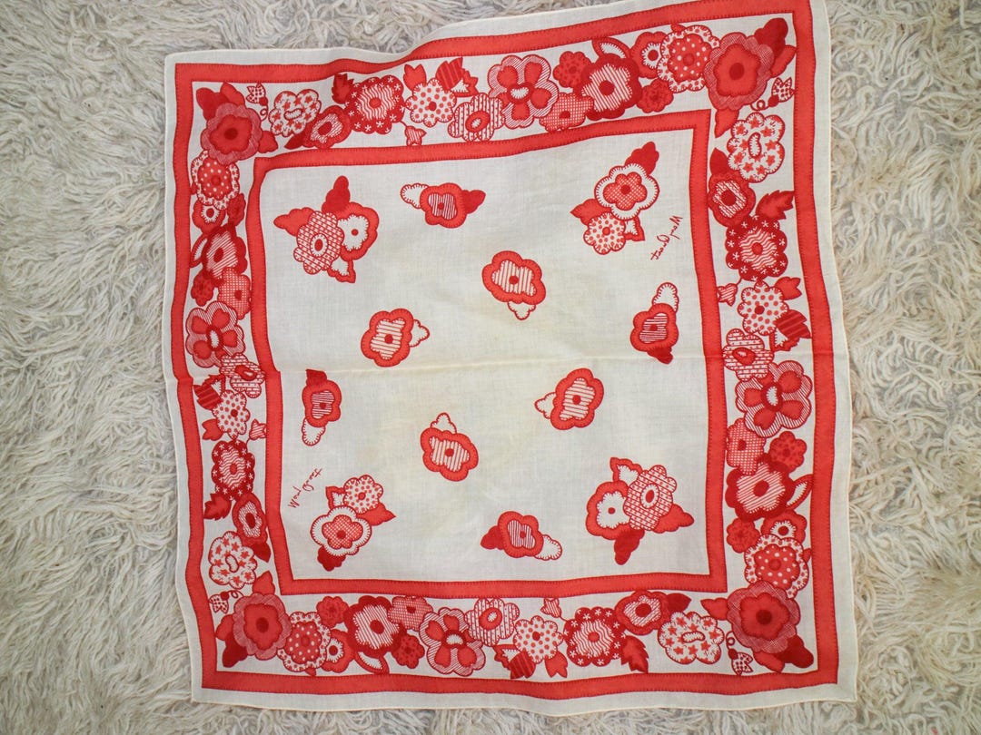 1960s Mary Quant Orange and White Floral Scarf S021 - Etsy