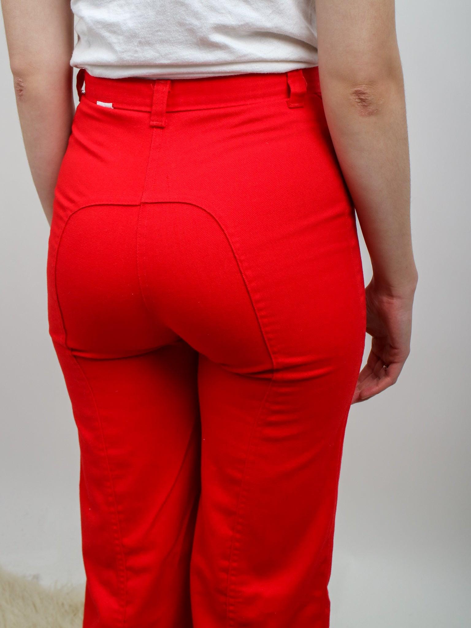 1970s Bright Red Denim Arch Butt Jeans by Dittos - Etsy