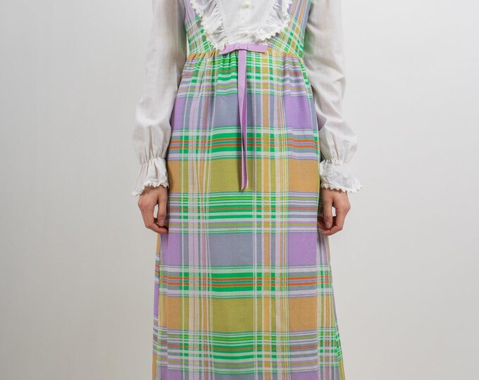 1970's Pastel Plaid Gunne Style Prairie Dress - Etsy