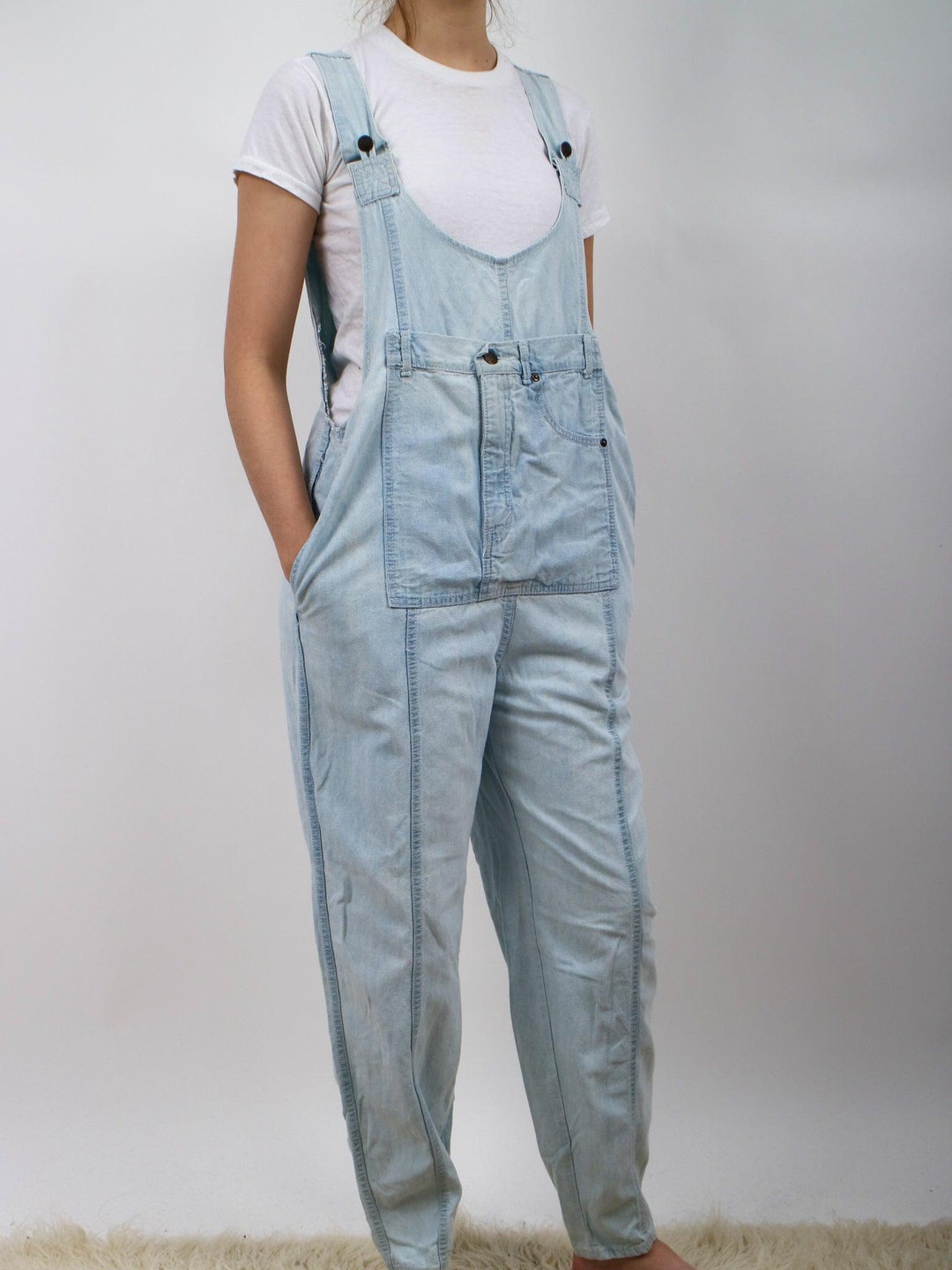 1980s Lightwash Denim Overalls by Rainbow - Etsy