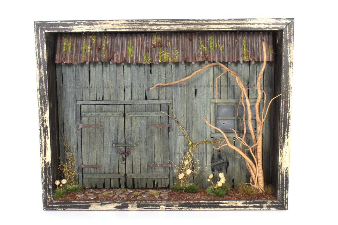 Hand Made Frame Diorama - Old Barn - Shadow Box - Miniature - Etsy