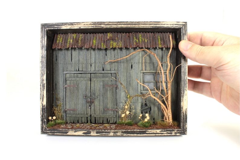 Hand Made Frame Diorama - Old Barn - Shadow Box - Miniature - Etsy
