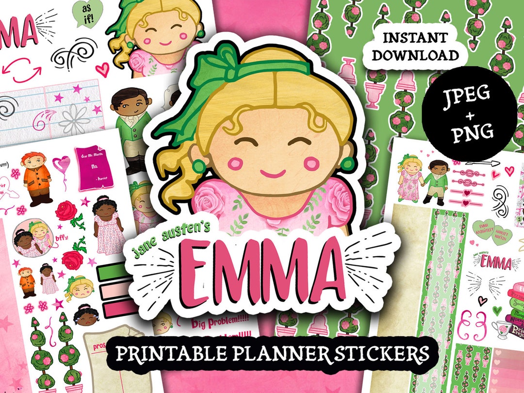 Emma Jane Austen Printable Planner Stickers Clipart Digital Download 3 ...