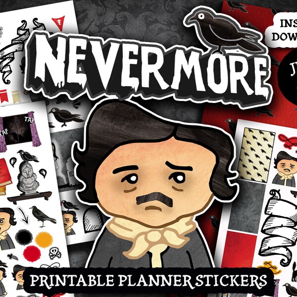 Printable Edgar Allan Poe Stickers - Etsy