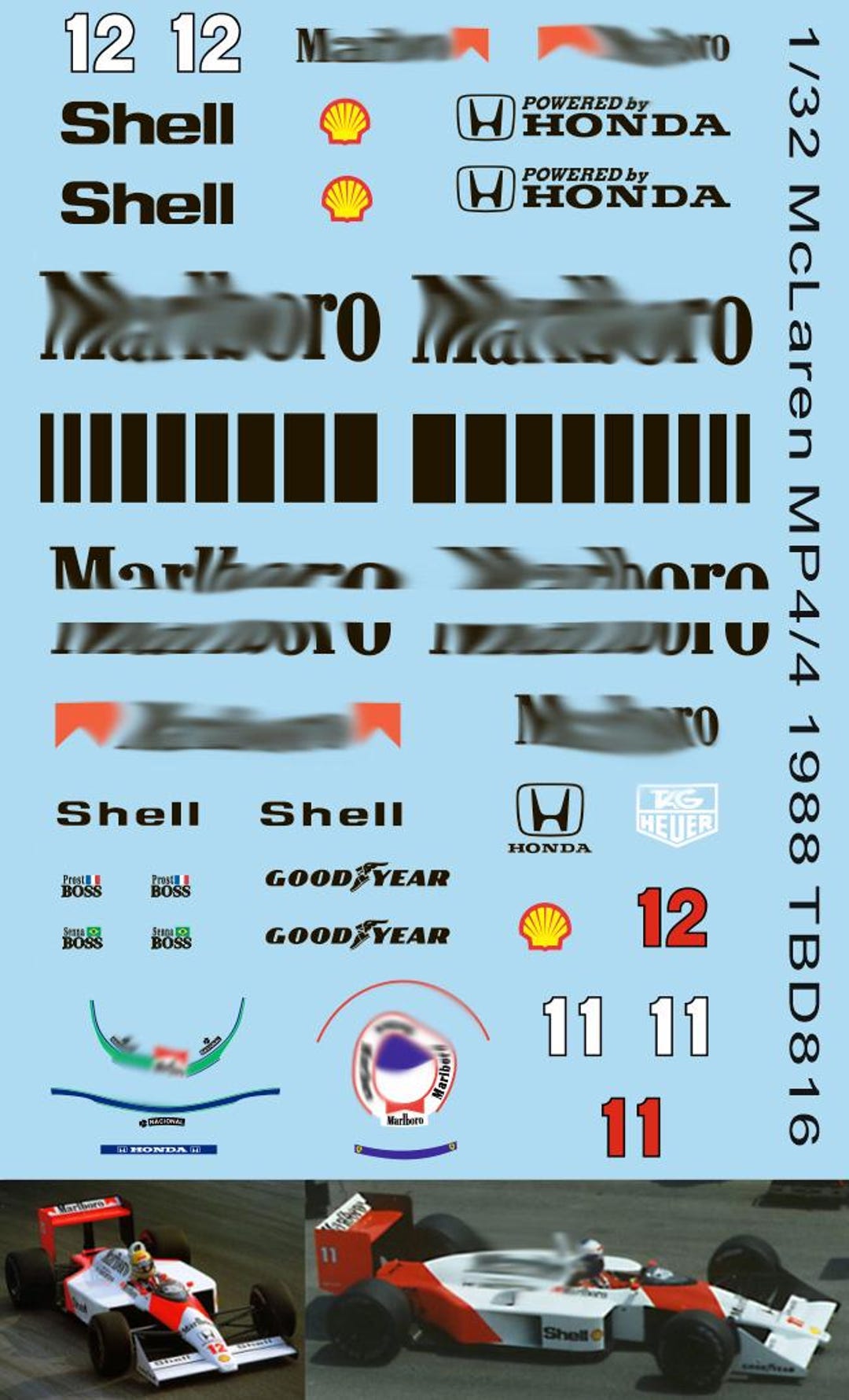 1/32 Decals for Mclaren MP4/4 Senna Prost Slot Cars F1 Body TBD816 - Etsy