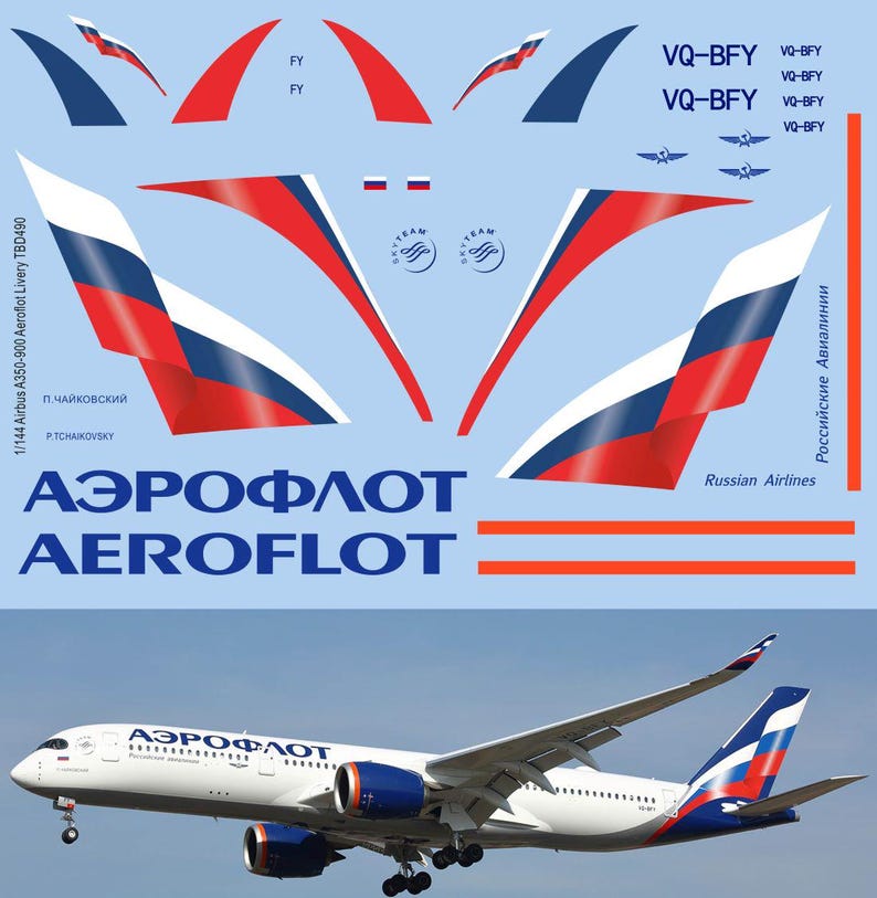 1/144 Decals for Airbus A350-900 Aeroflot Livery Decals TBD490 - Etsy