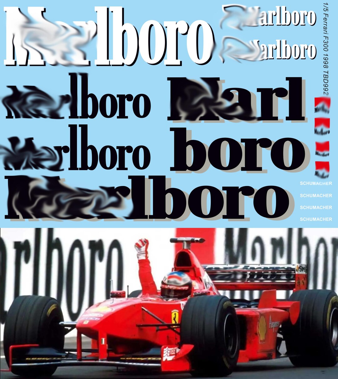 1/5 Decals for Ferrari F300 1998 Schumacher Decal TBD992 - Etsy
