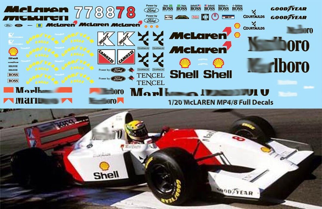 1/20 Decals for Mclaren MP4/8 TAMIYA SENNA TBD68 - Etsy UK