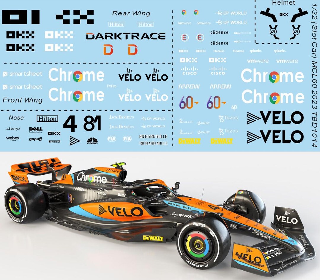 1/32 F1 Slot Car Decals for Mclaren MCL60 2023 Decal TBD1014 - Etsy