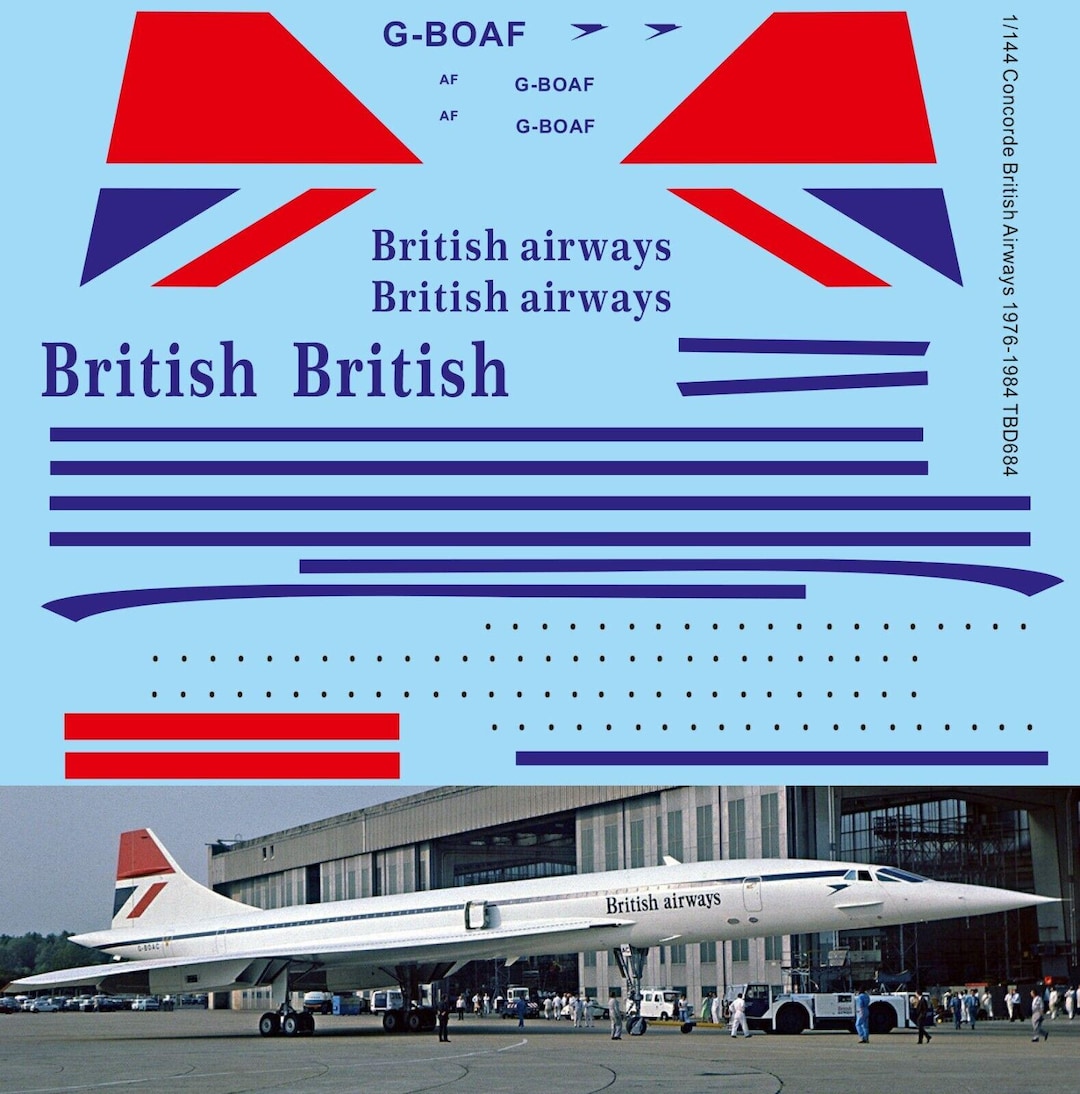1/144 Decals for Concorde British Airways 1976 1984 TBD684 - Etsy