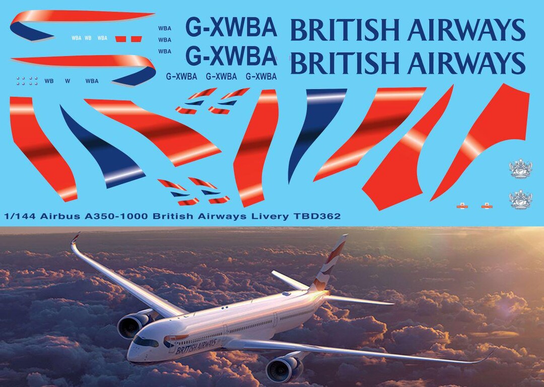 1/144 Decals for Airbus A350 1000 British Airways Livery TBD362 - Etsy UK