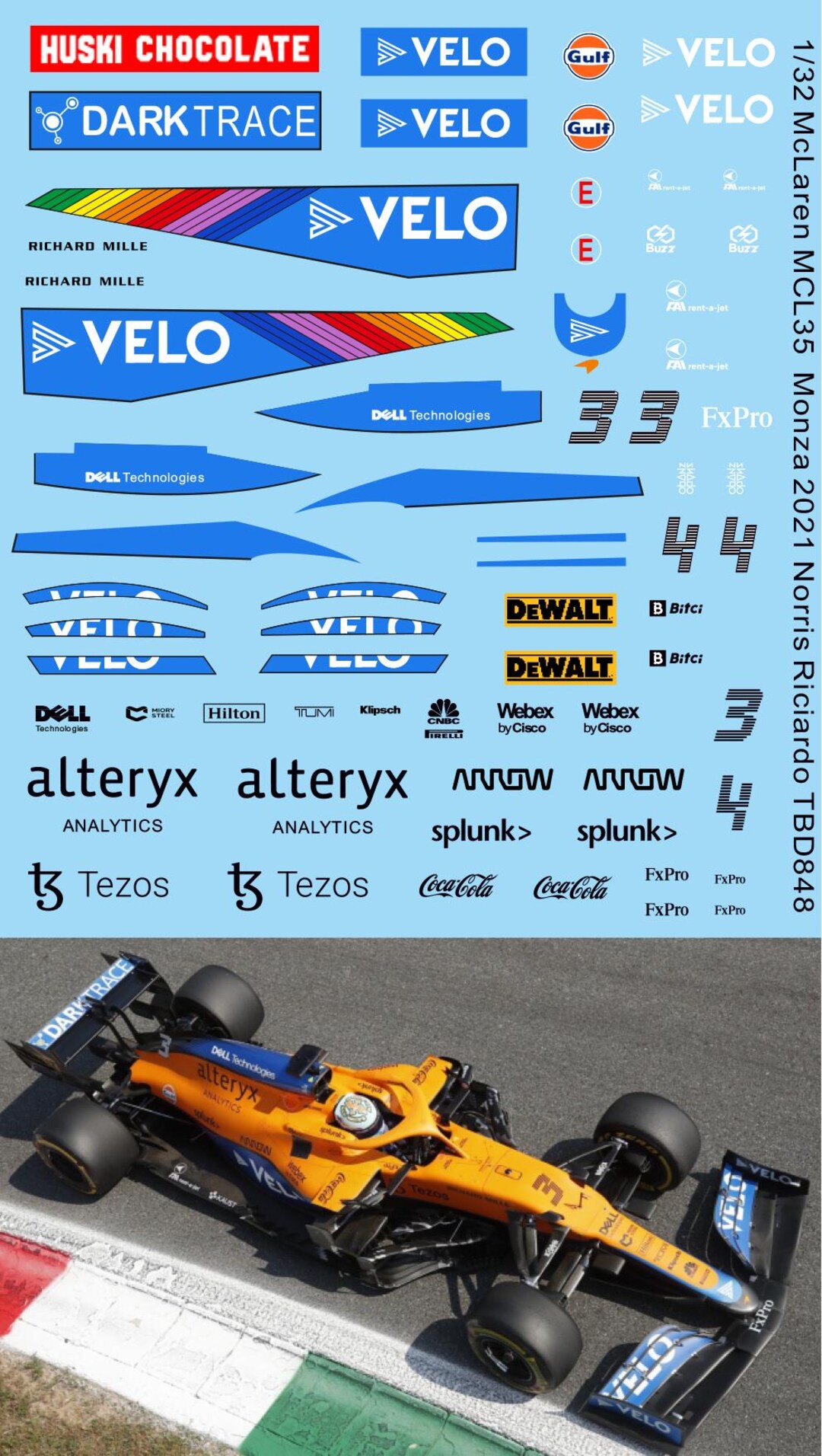 1/32 Decals for Mclaren MCL35 Monza 2021 Lando Norris TBD848 - Etsy