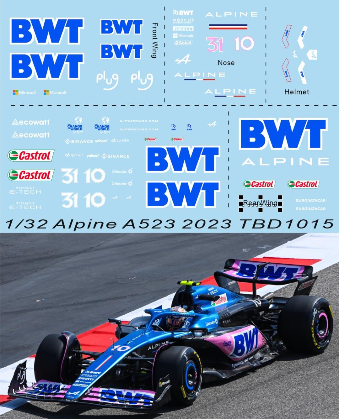 1/32 Decals for F1 Slot Car Alpine A523 2023 Decal TBD1015 - Etsy