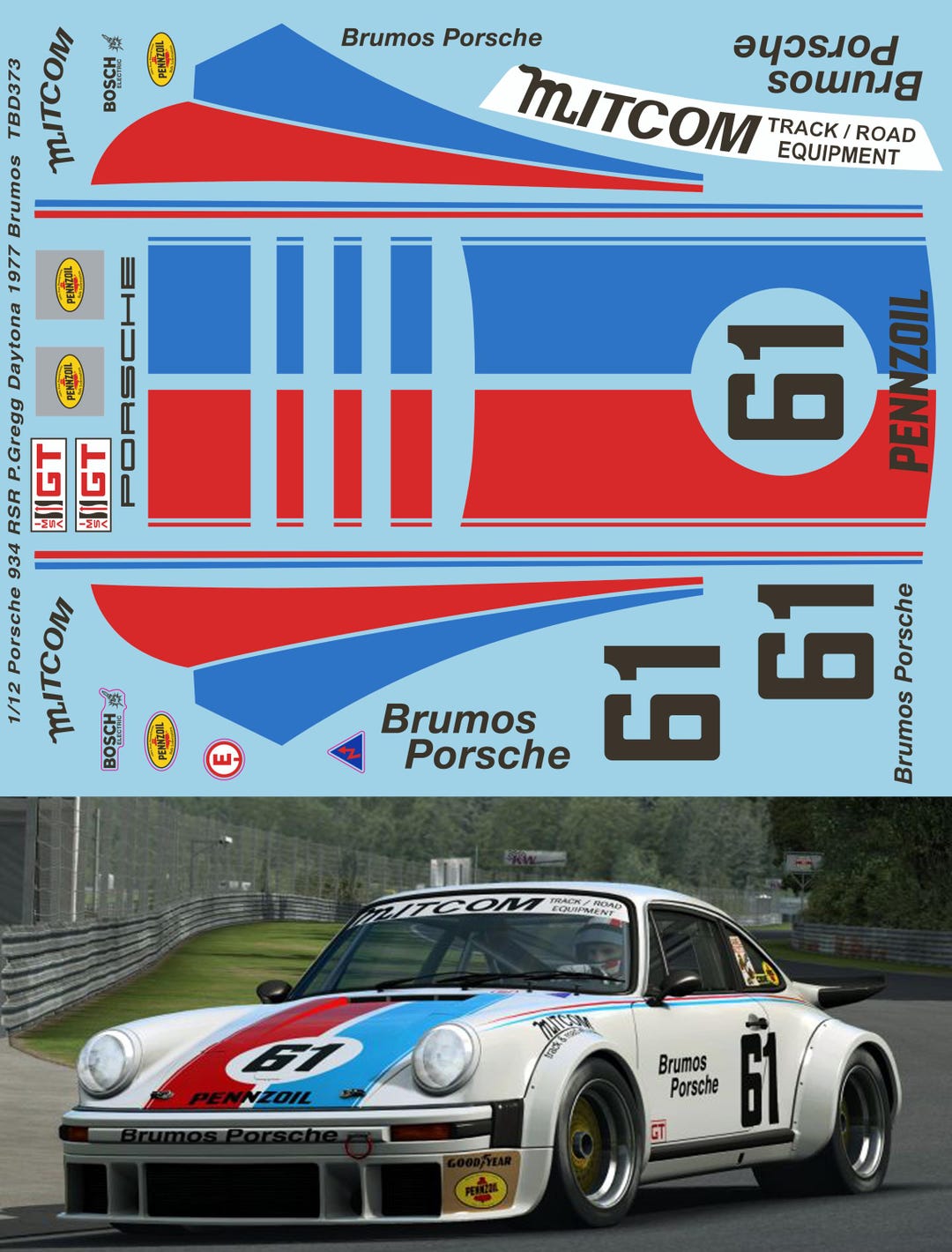 1/12 Decals for Porsche 934 RSR P.gregg Daytona 1977 Brumos TBD373 - Etsy