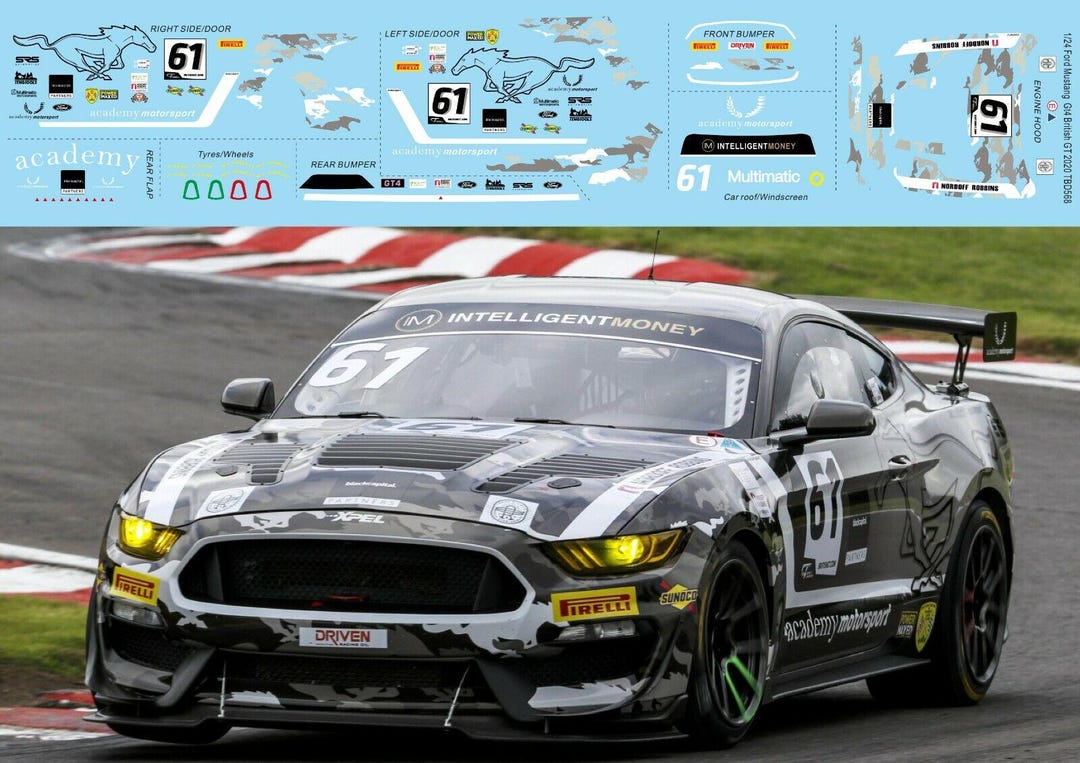 1/24 Decals for Ford Mustang GT4 British GT4 Brands Hatch 2020 TBD568 ...