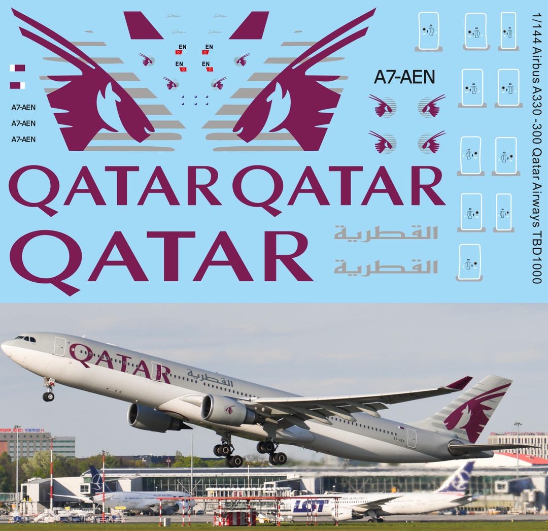 1/144 Decals for Airbus A330 300 Qatar Airways Decal TBD1000 - Etsy