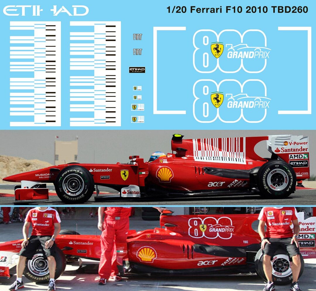 1/20 Decals for Ferrari F10 2010 Barcode & 800 Grand Prix F1 TBD260 - Etsy