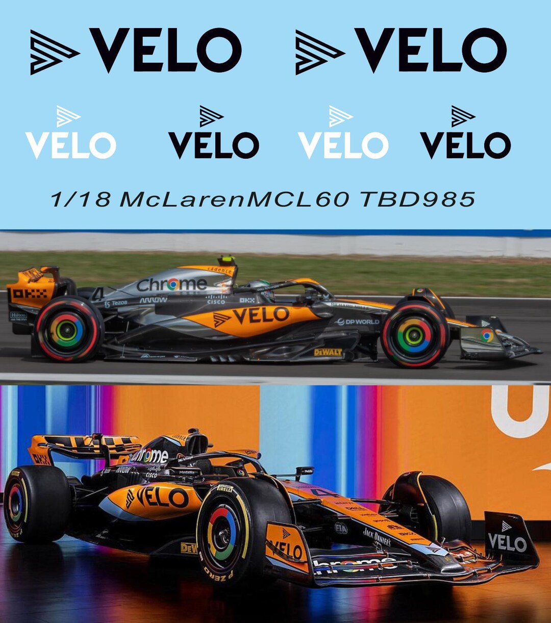 1/18 Velo Decals for Mclaren MCL60 2023 Norris Piastri Decal TBD985 - Etsy