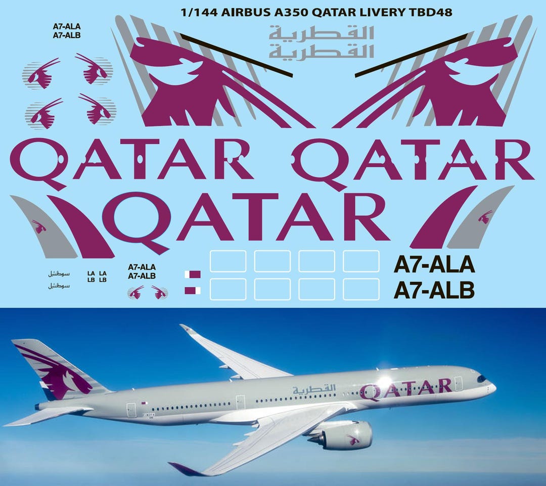 1/144 Decals for Airbus A350 Qatar Livery for Revell TBD48 - Etsy