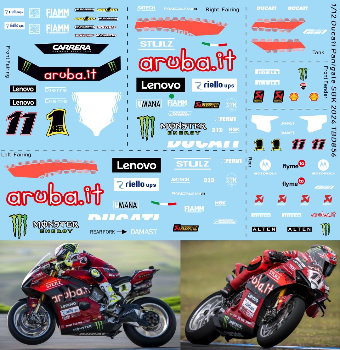 1/12 Decals for Ducati Panigale V4 SBK 2024 Bautista Bulega TBD1025 - Etsy