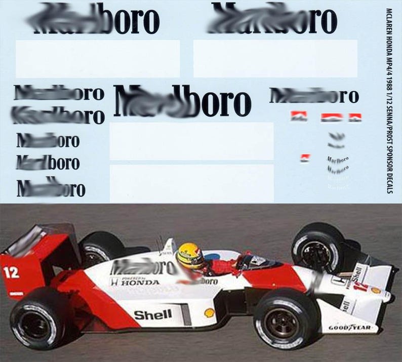 1/12 Decals for MCLAREN MP4/4 SENNA PROST 1988 Decal TBD35 - Etsy