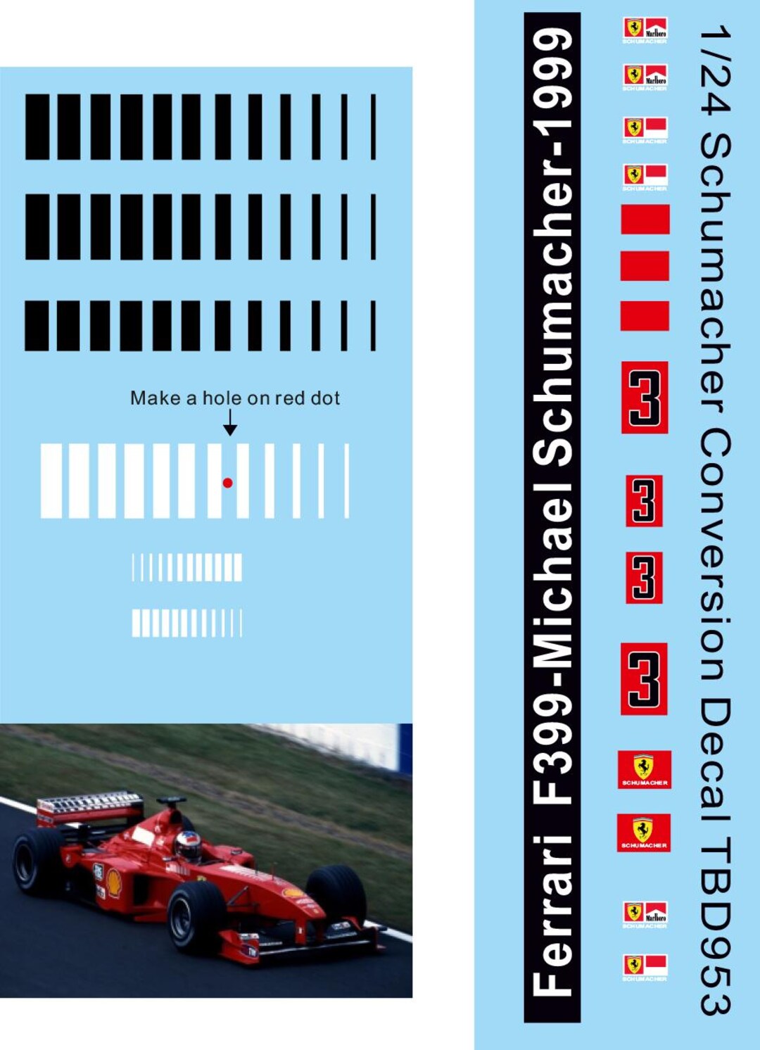 1/24 Decals for Ferrari F399 1999 Schumacher Barcode TBD953 - Etsy