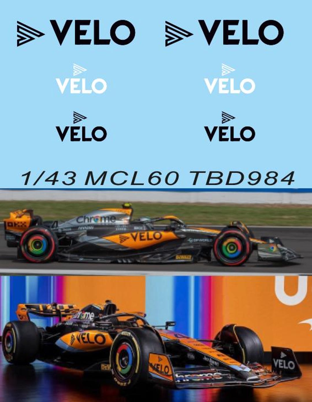 1/43 Decals for Mclaren MCL60 2023 Velo Norris Plates TBD984 - Etsy