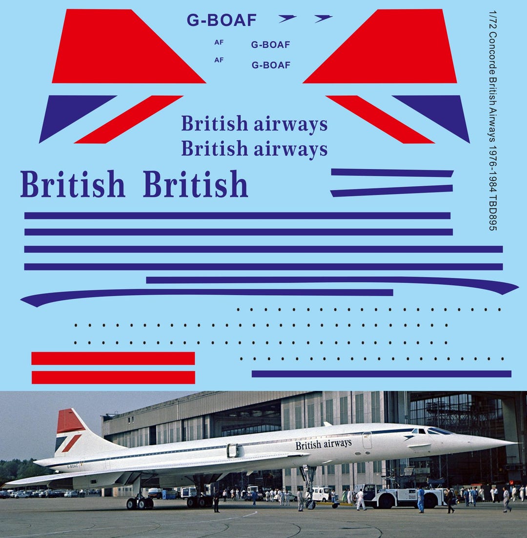 1/72 Decals for Concorde British Airways 1976 1984 TBD895 - Etsy