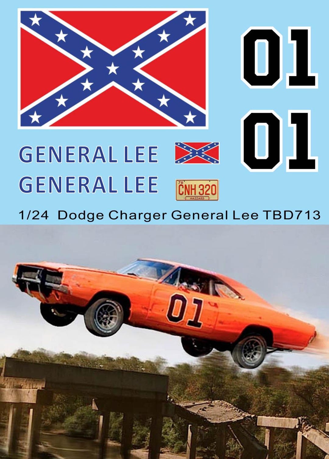 1/24 Decals for General Lee Hazzard Dodge Charger TB Decal TBD713 - Etsy